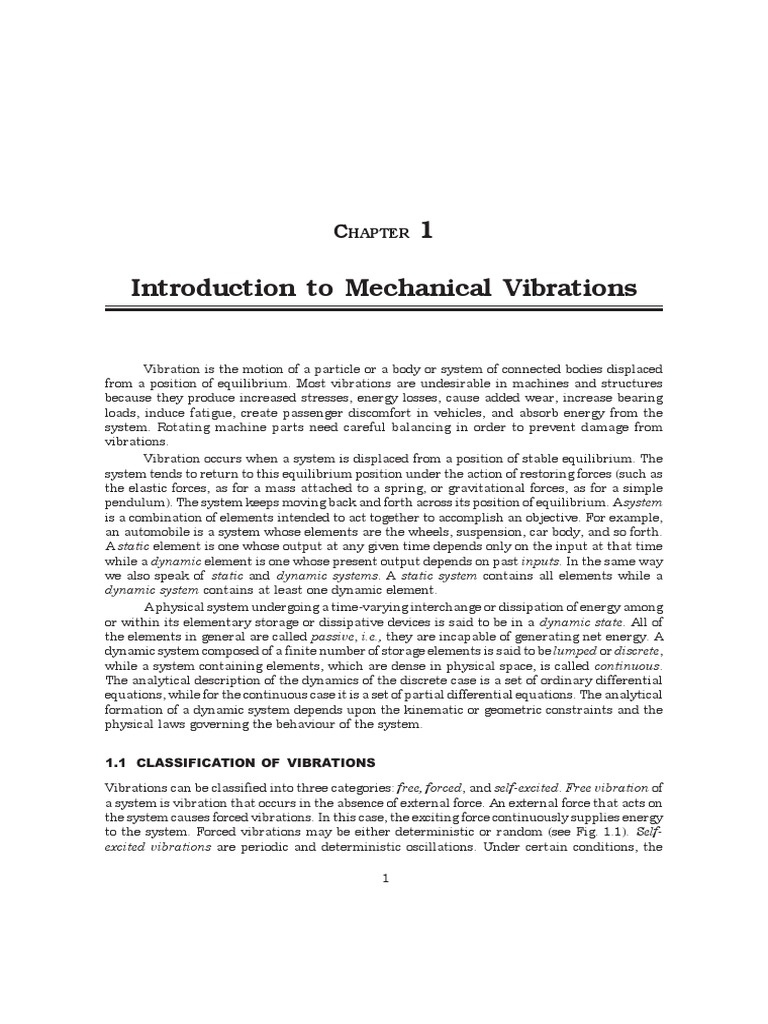 Chapter 1 - Introduction To Mechanical Vibrations PDF | PDF | Nonlinear ...