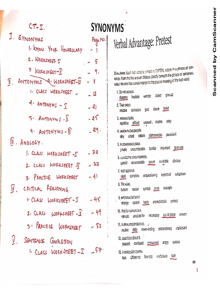 Answer Key - LMS Worksheets Cycle Test I | PDF