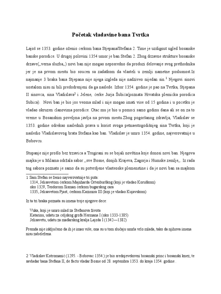 Ban Tvrtko I Bosna | PDF