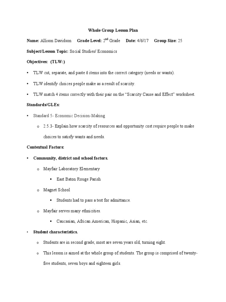 Ss Whole Group Lesson Plan | PDF | Lesson Plan | Educational Assessment