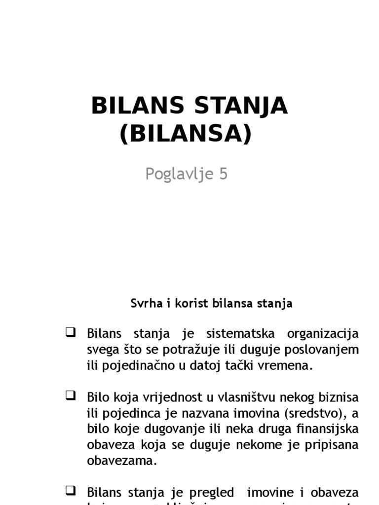 Bilans Stanja | PDF