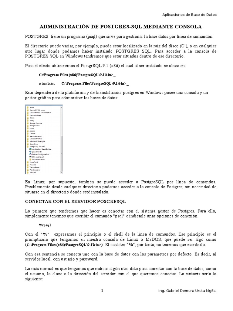 Administración PostgreSQL | PDF | Postgre Sql | Gestión de tecnología de la información