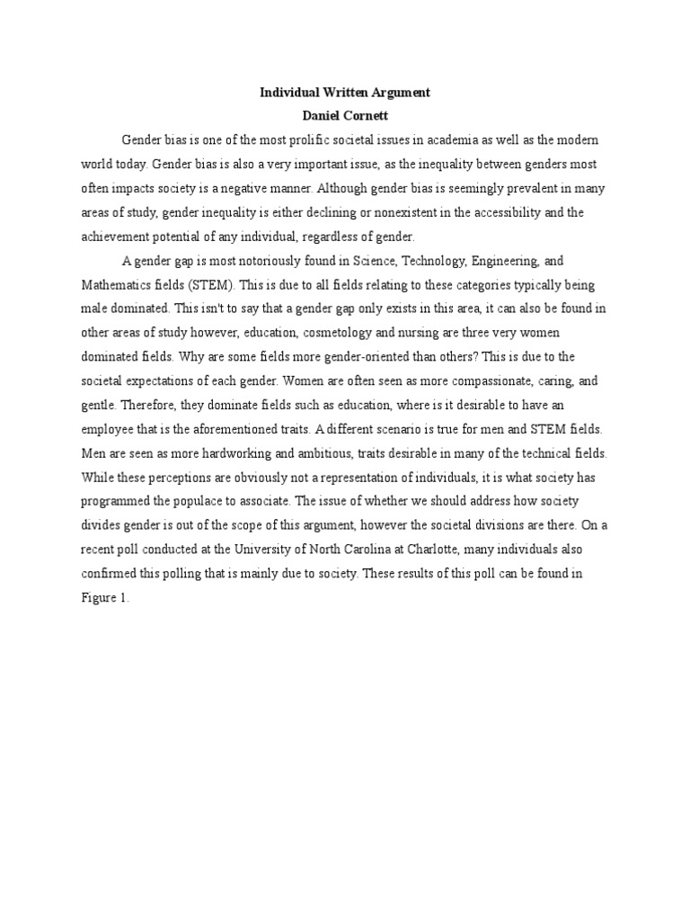 Individual Written Argument Daniel Cornett | PDF | Gender Inequality ...