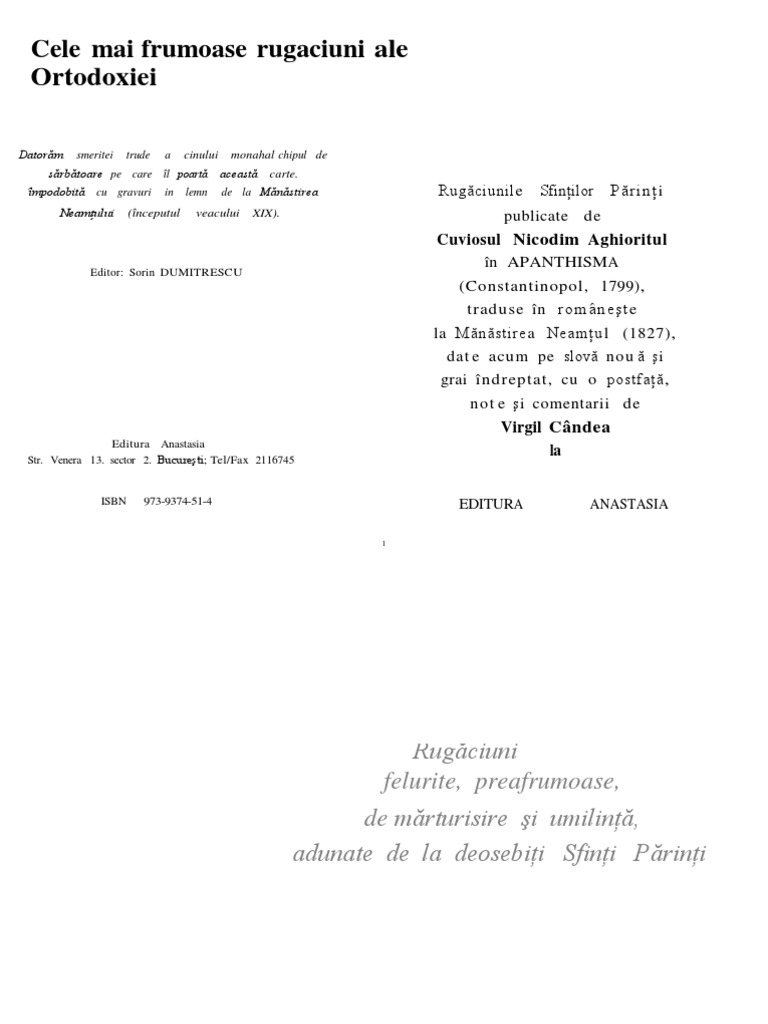 Cele Mai Frumoase Rugaciuni Ale Ortodoxiei PDF | PDF