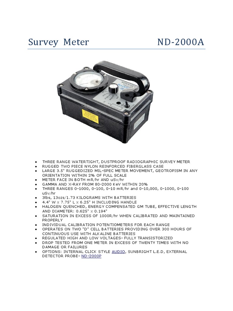 Survey Meter ND-2000A | PDF | Science & Mathematics