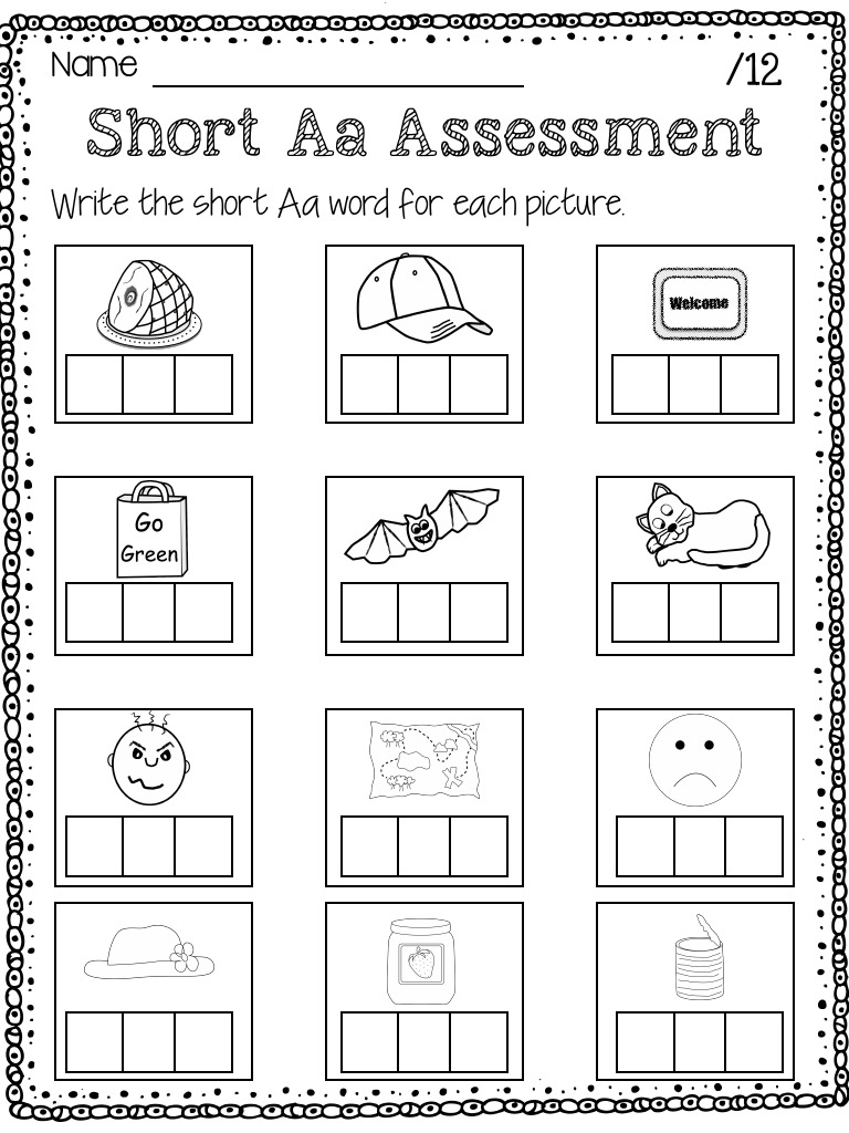 Short Vowel Assessment Worksheets | PDF