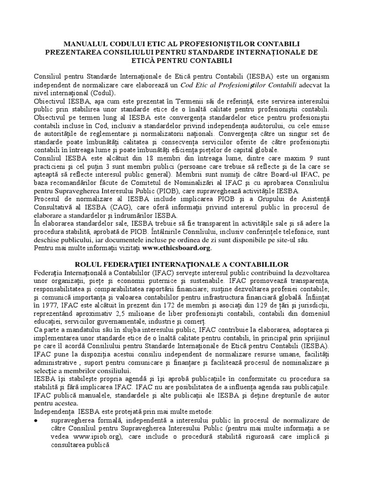 Codul Etic - Standard - Inter - Audit - Reviz PDF | PDF