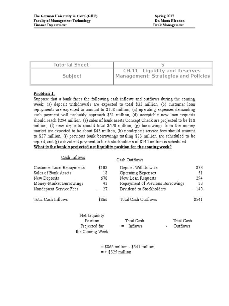 Liquidity Requirement Model Answers | PDF | Market Liquidity | Euro