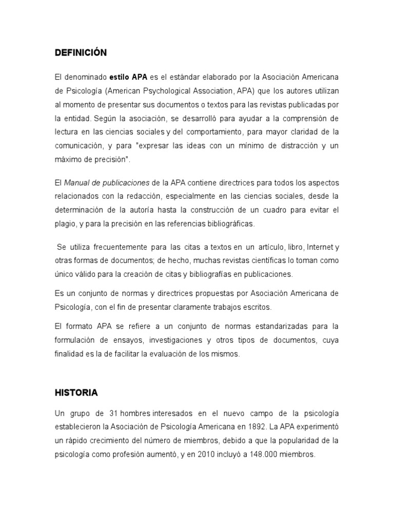 Apa Definicion | PDF | Estilo apa | Science