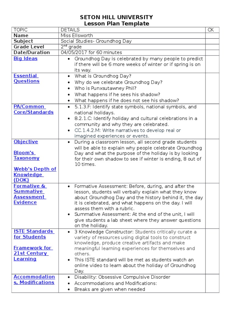 Social Studies Lesson Plan 3