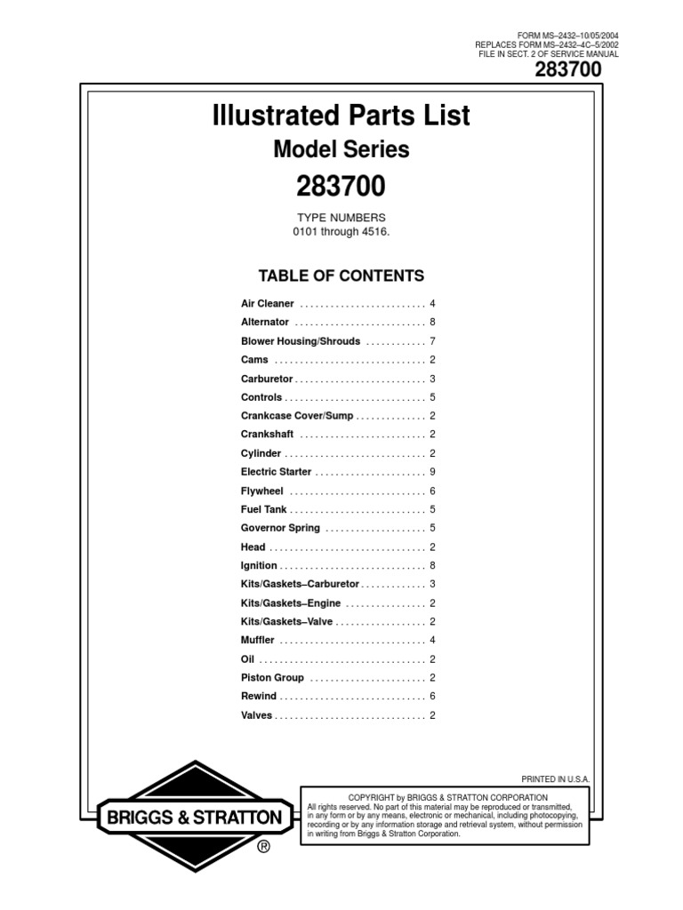 B&S Engine Parts List | PDF