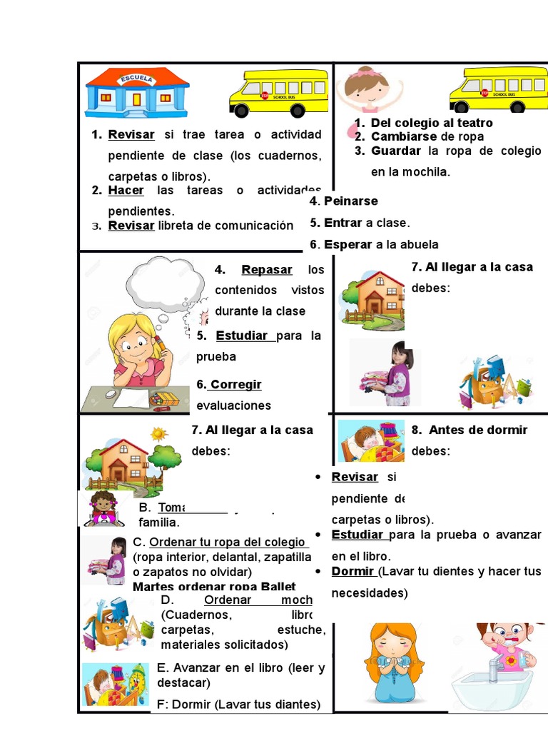 Rutina Diaria Escolar para Niños | PDF | Ocio | Agitación