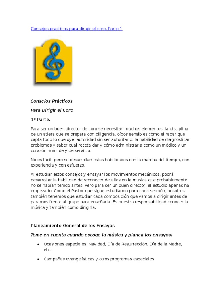 Consejos Practicos para Dirigir El Coro | PDF | Ritmo | Composiciones ...