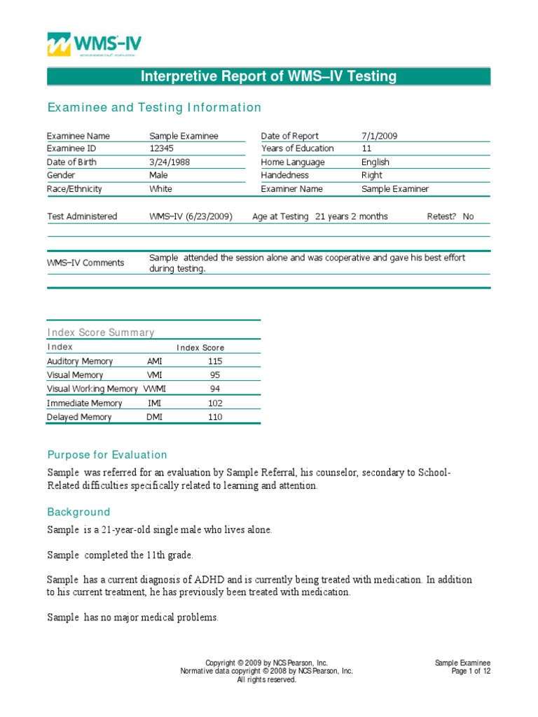 WMS Iv | Download Free PDF | Recall (Memory) | Memory