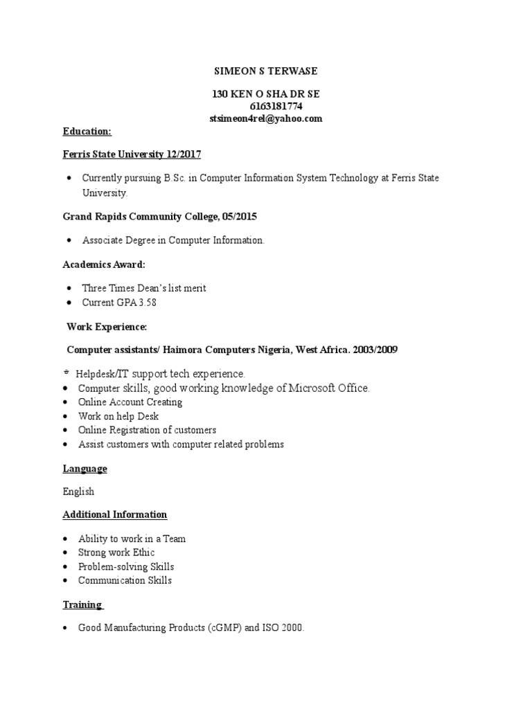 Computer Information Systems Resume | PDF