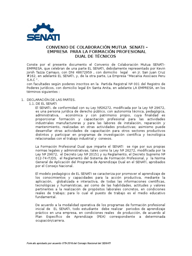 Formato Convenio de Colaboracion Mutua | PDF | Arbitraje | Aprendizaje