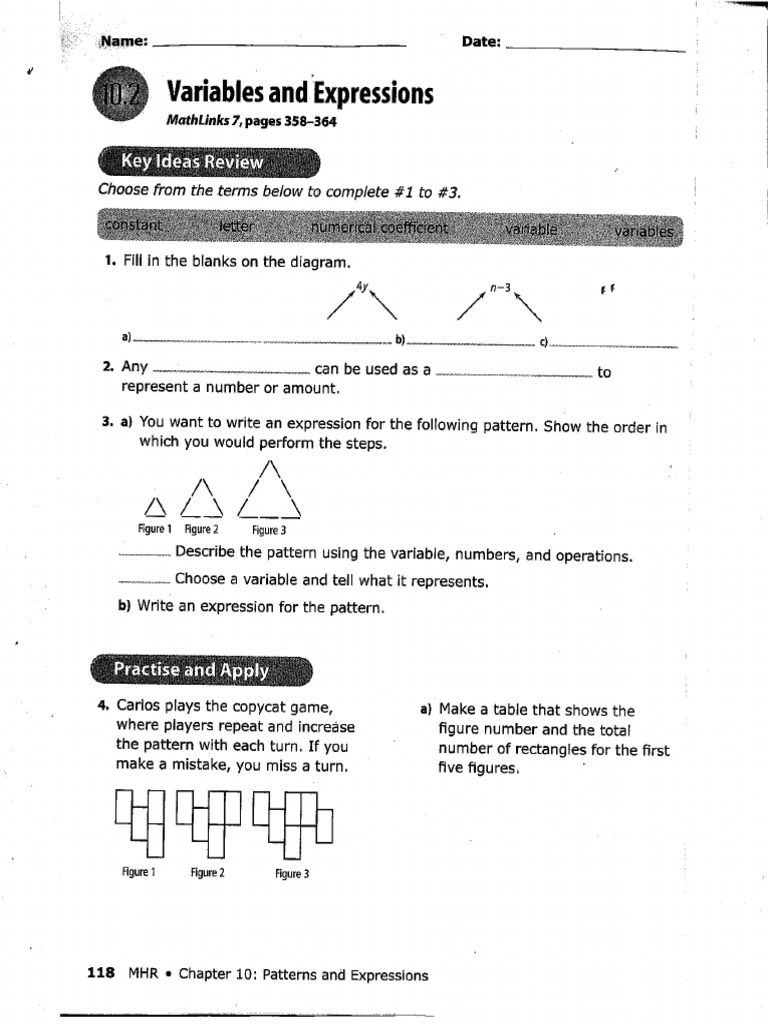 math 7 math links handout pg 118 and 119