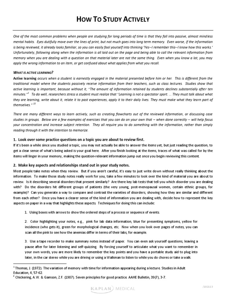 Active Learning Techiques | PDF | Memory | Neuropsychological Assessment