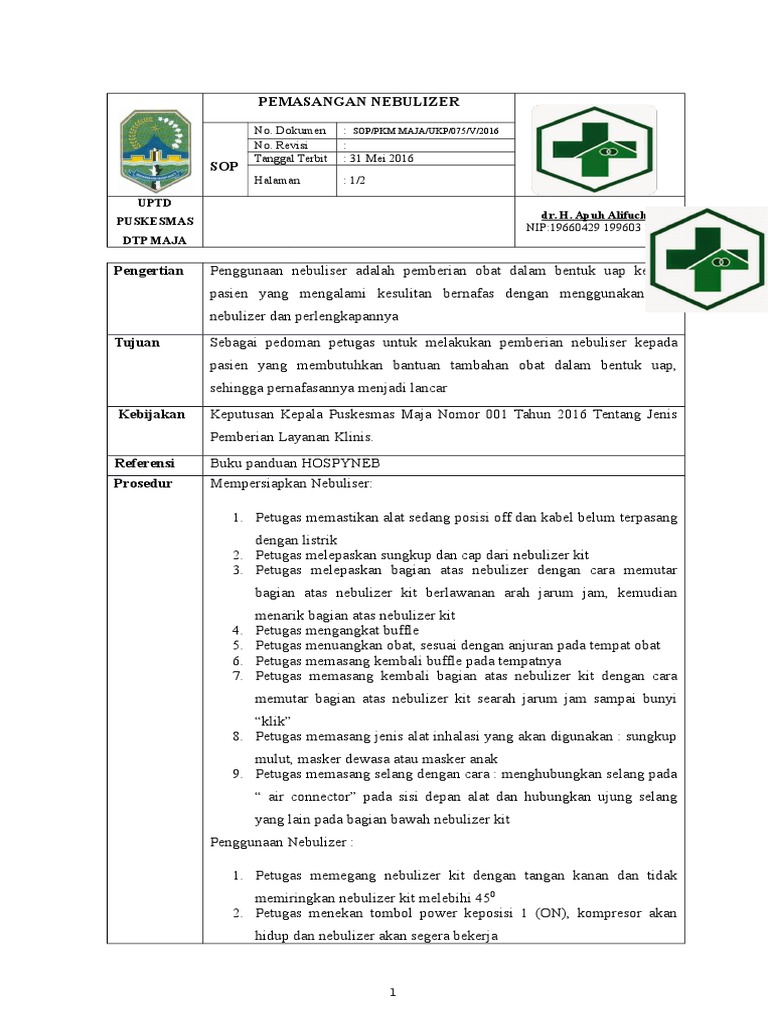 SOP Pemasangan Nebulizer