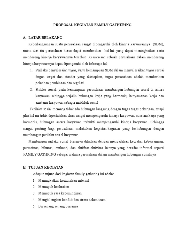 Proposal Kegiatan Family Gathering | PDF