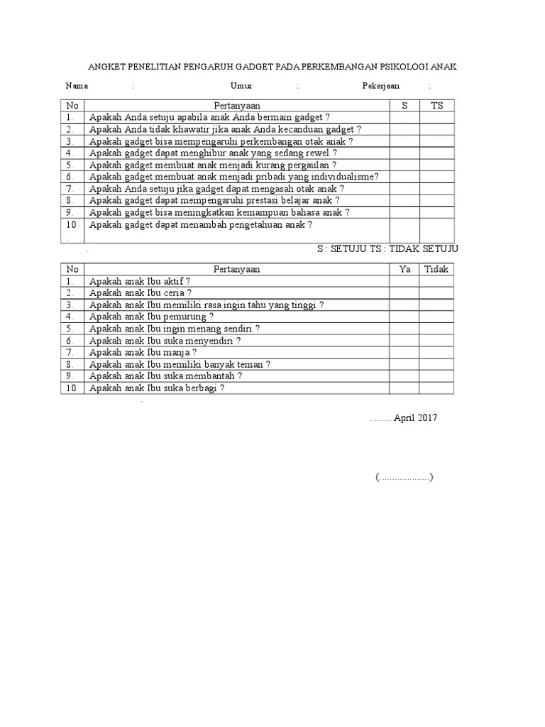 Angket Penelitian | PDF