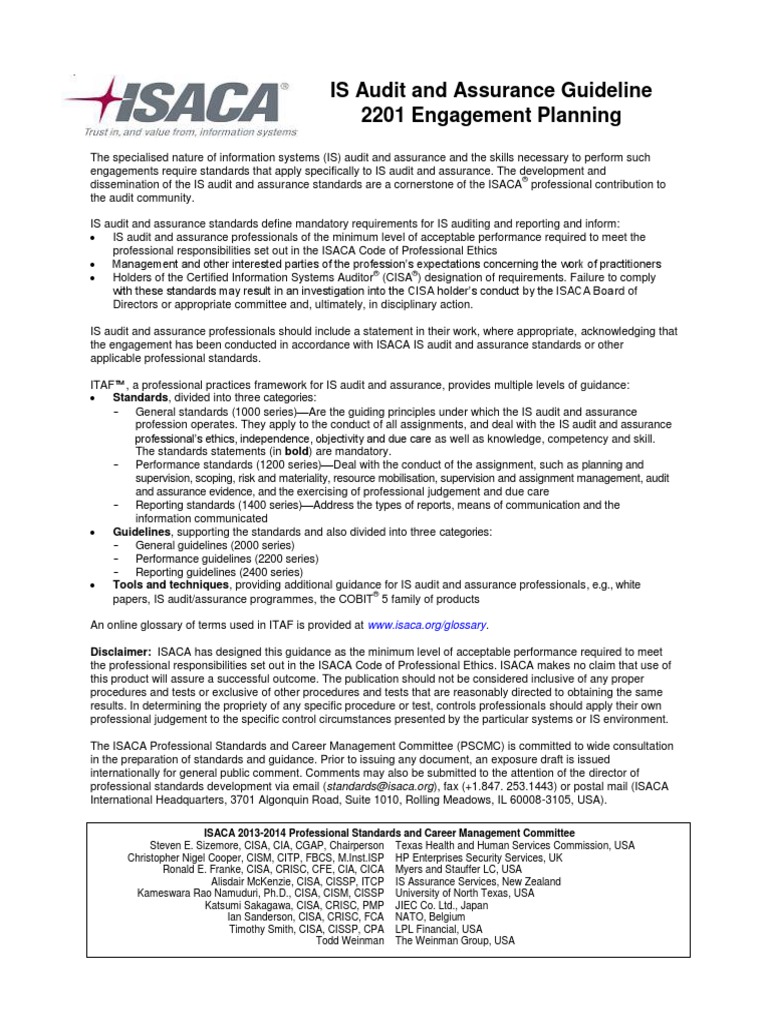 2201 Engagement Planning | PDF | Audit | Risk Assessment