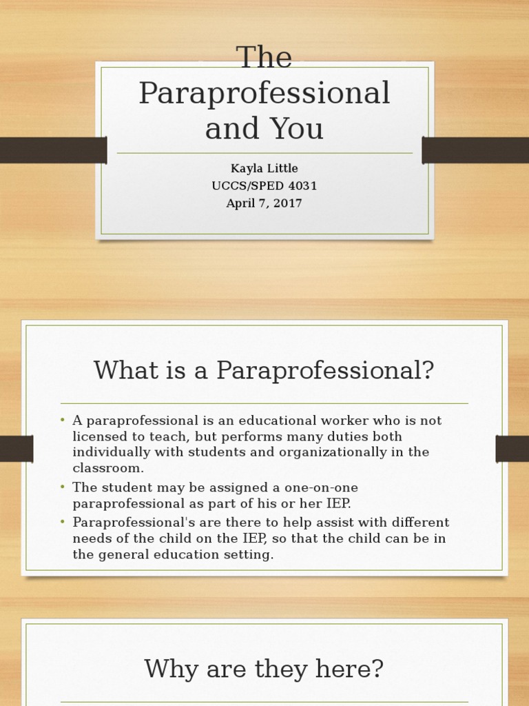 Paraprofessional Powerpoint | PDF | Special Education | Teachers