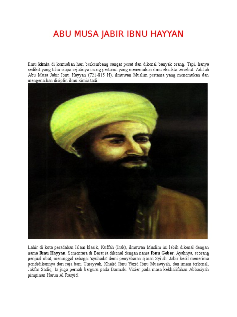 Abu Musa Jabir Ibnu Hayyan | PDF