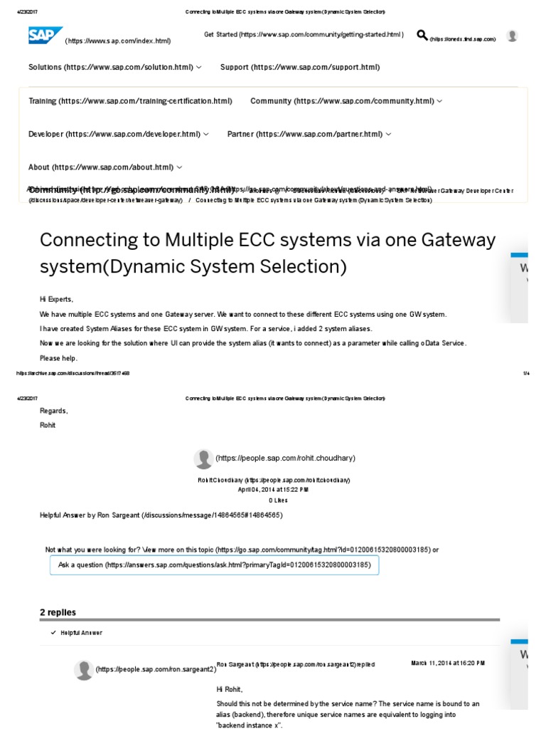 Connecting To Multiple ECC Systems Via One Gateway System (Dynamic ...