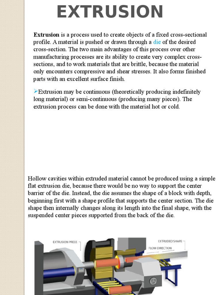 Extrusion Is A Process Used To Create Objects of A Fixed Cross ...