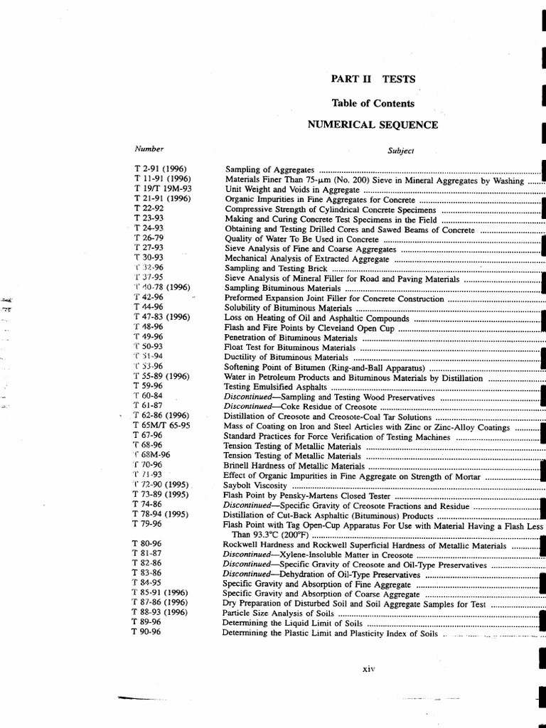 AASHTO Index of Tests (Numerical Sequence) PDF | PDF