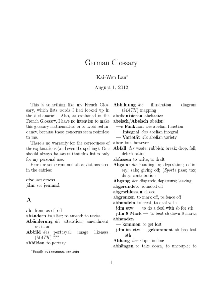German Glossary Math | Download Free PDF | Eigenvalues And Eigenvectors ...