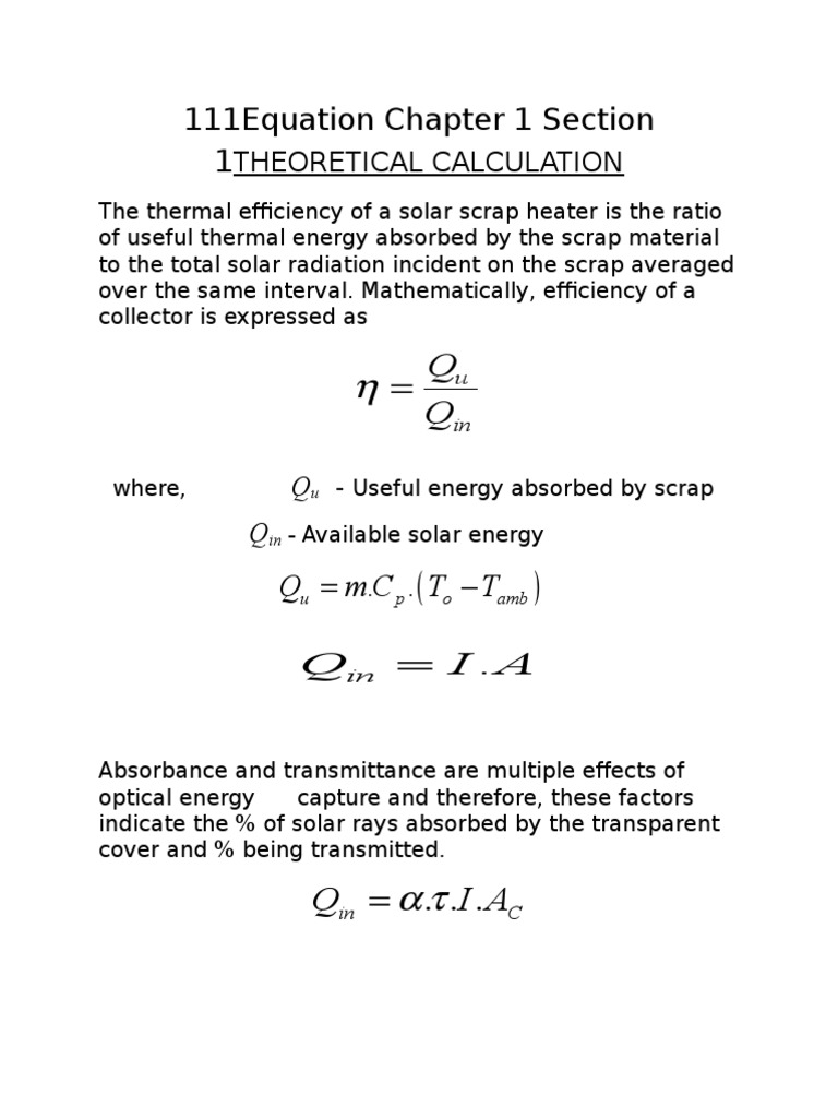 111equation Chapter 1 Section 1: Theoretical Calculation | PDF