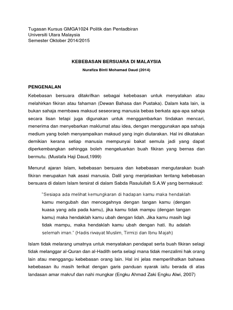 Kebebasan Bersuara Di Malaysia PDF | PDF