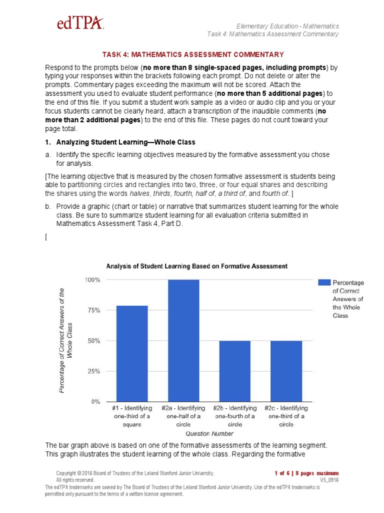 Standard 6 - Edtpa Task 4 | PDF | Understanding | Question
