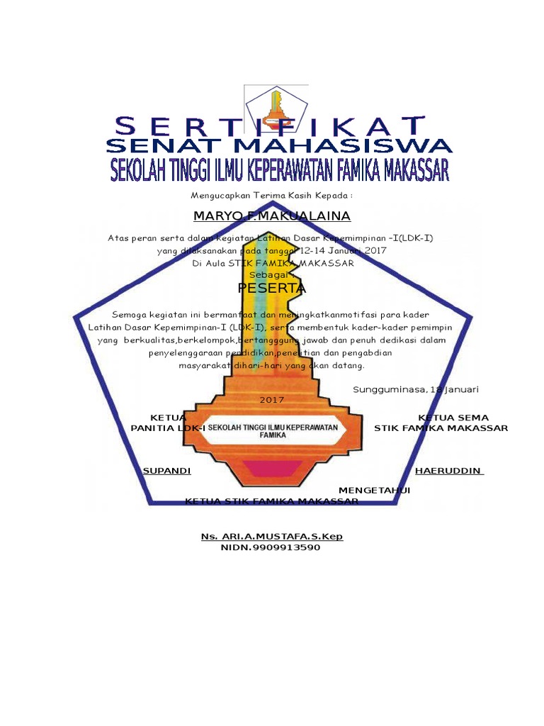 Sertifikat Peserta LDK | PDF