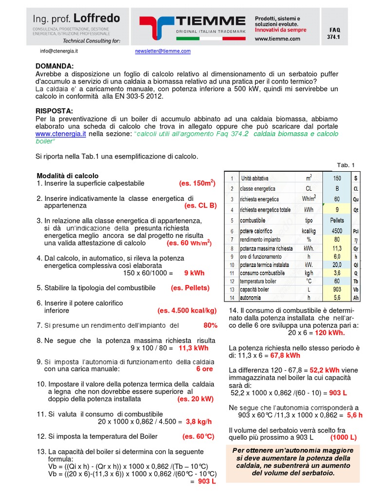 04 - Calcolo Volume Termoaccumulo PDF | PDF