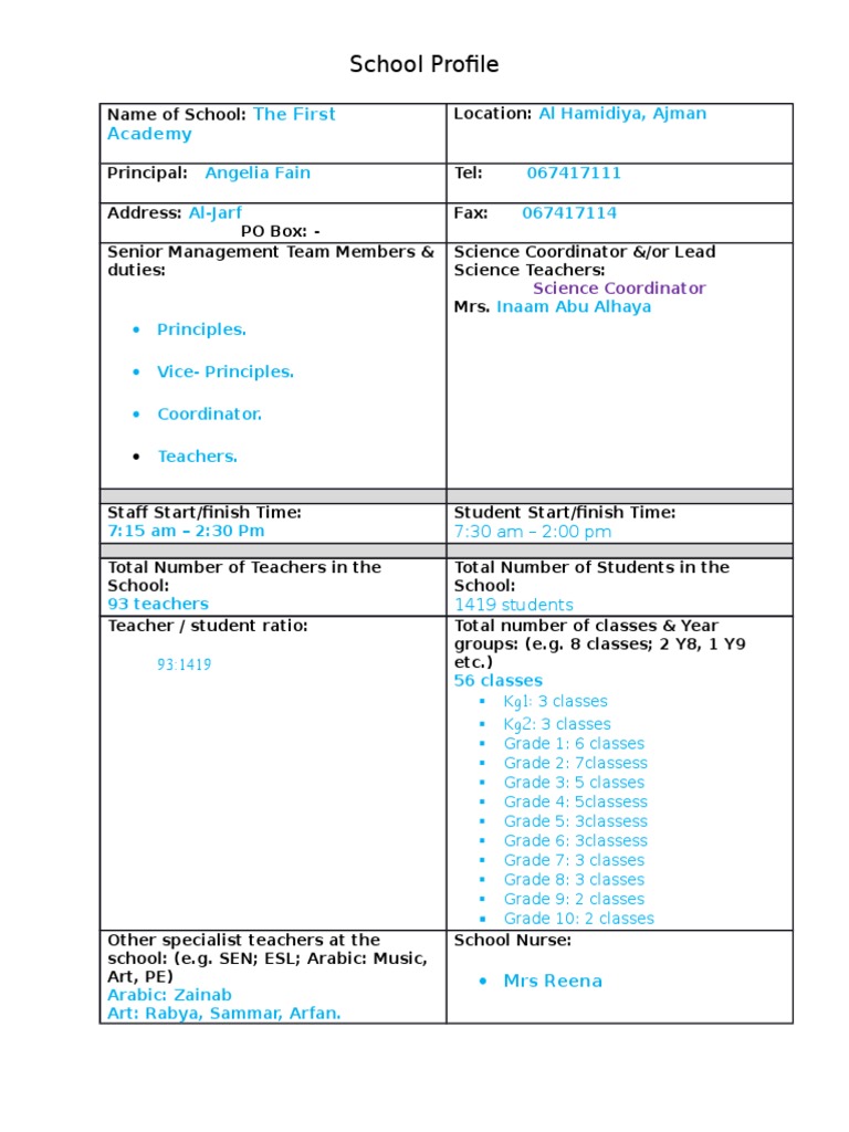 School Profile | PDF | Sharing | Teaching