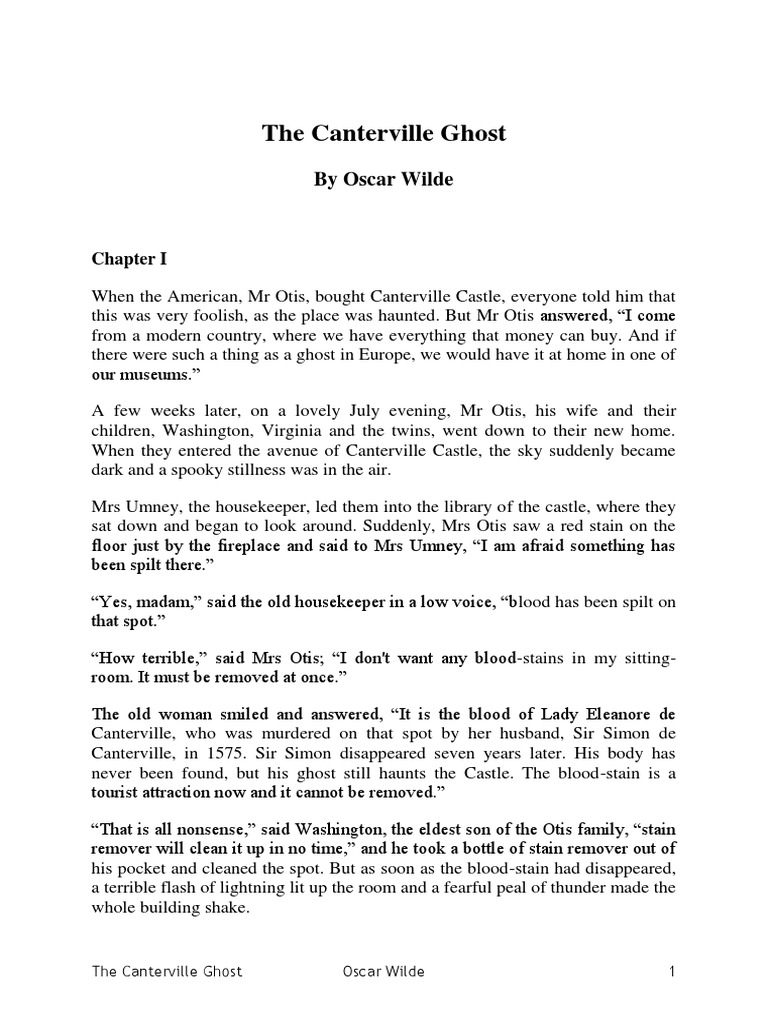 The Canterville Ghost Story and Exer | PDF | Mystery, Thriller & Crime ...