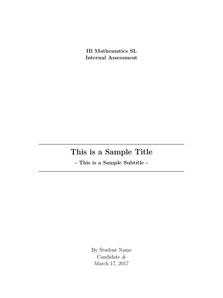This Is A Sample Title: IB Mathematics SL Internal Assessment | PDF
