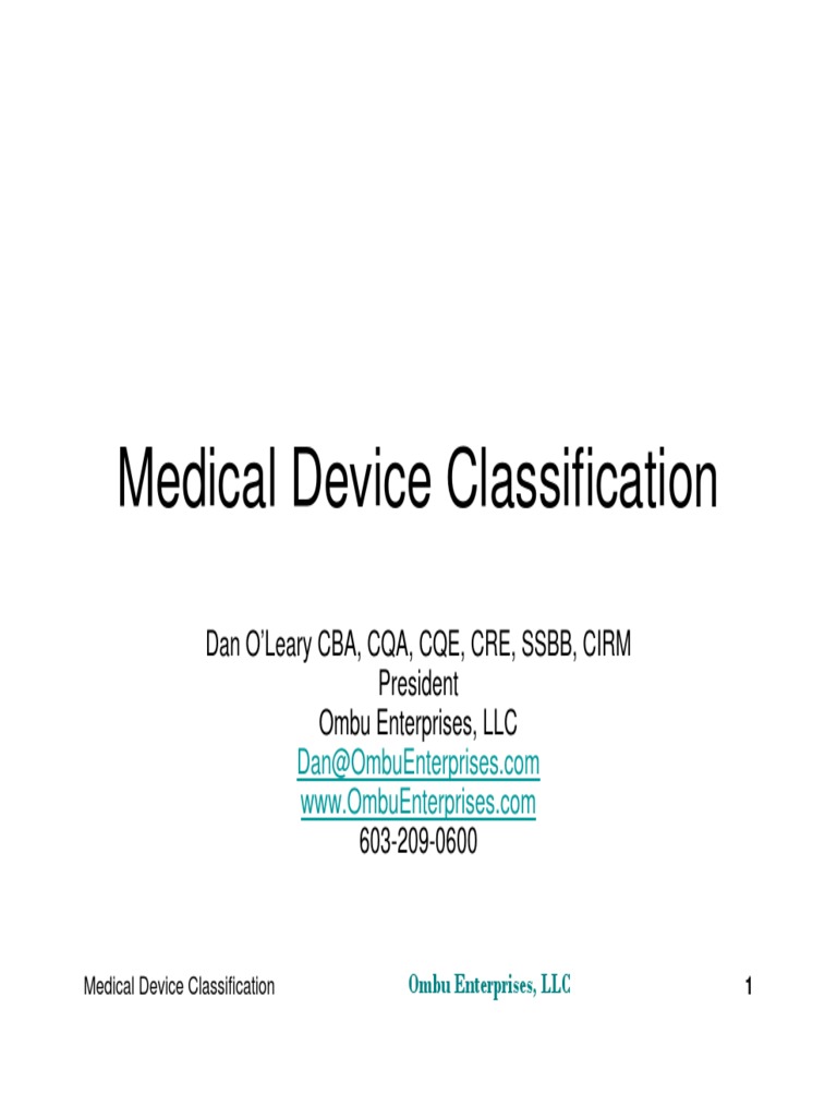 Medical Device Classification PDF | PDF | Self-Improvement