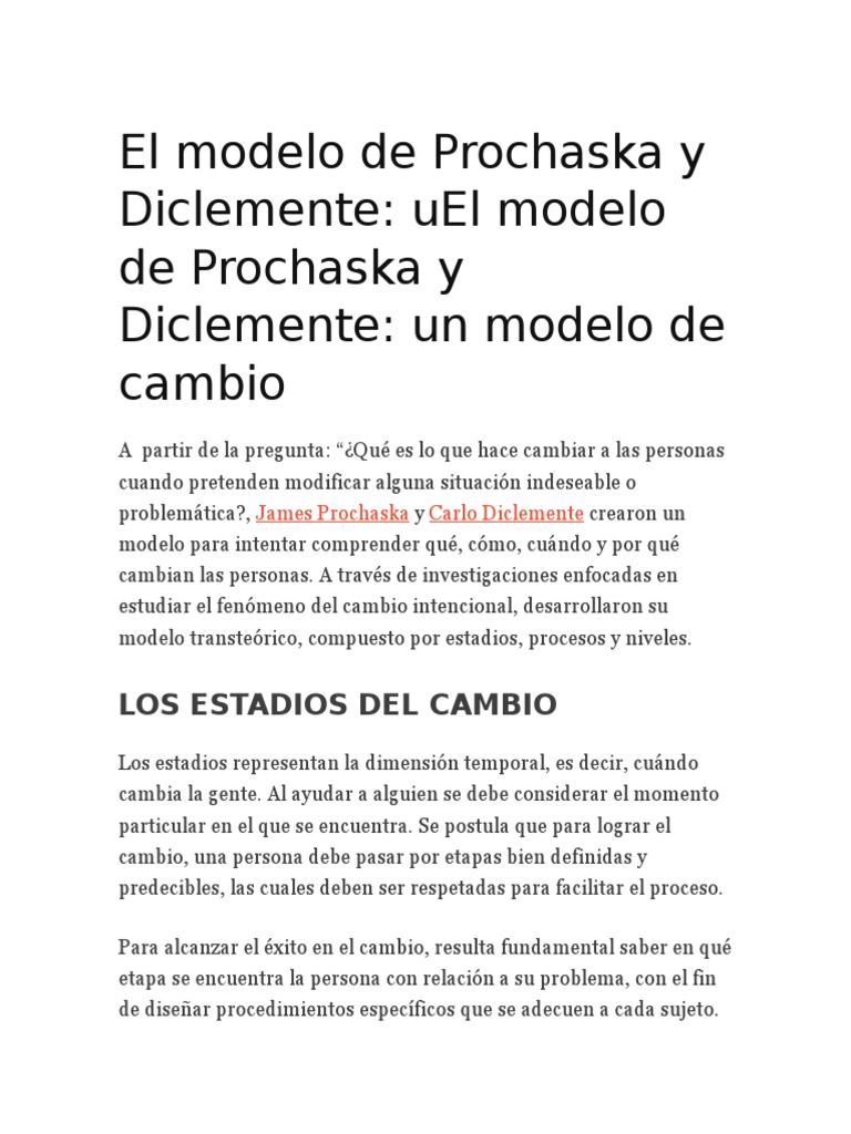 El Modelo de Prochaska y Diclemente | Comportamiento | Ansiedad
