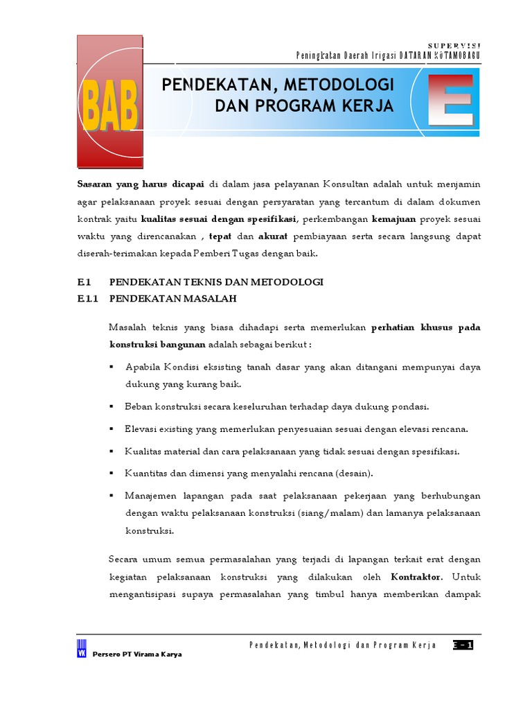 I 2 e Pendekatan Metodologi Dan Program Kerja VK | PDF