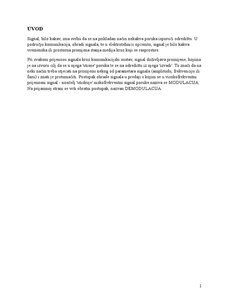 Modulacija I Demodulacija Signala (Maturalni Rad), Monika Jakšić (2.DIO ...