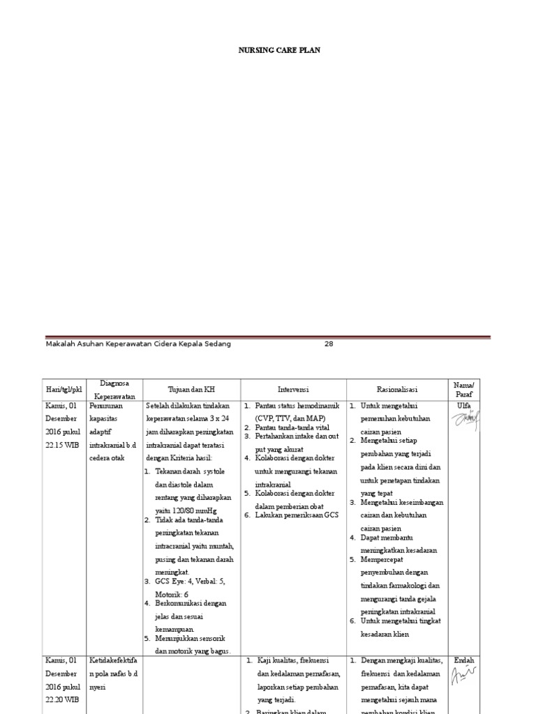 Nursing Care Plan Icu | PDF