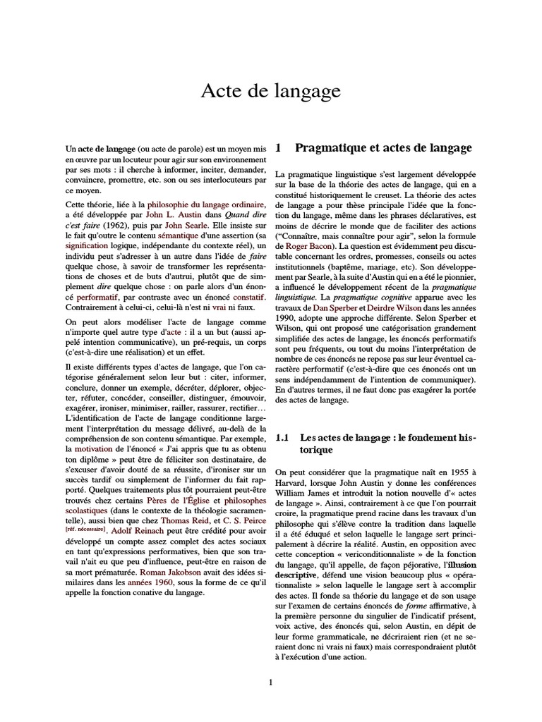 Acte de Langage PDF | PDF | Sémiotique | Linguistique