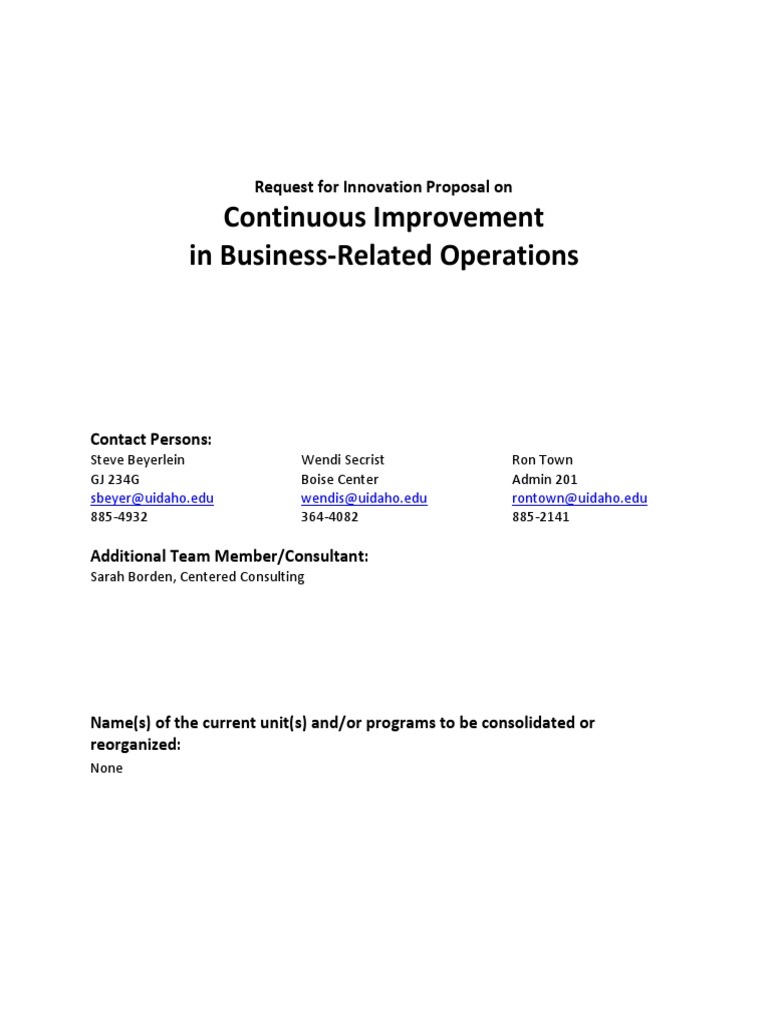 Continuous Improvement Proposal Overview | PDF | Business Process ...