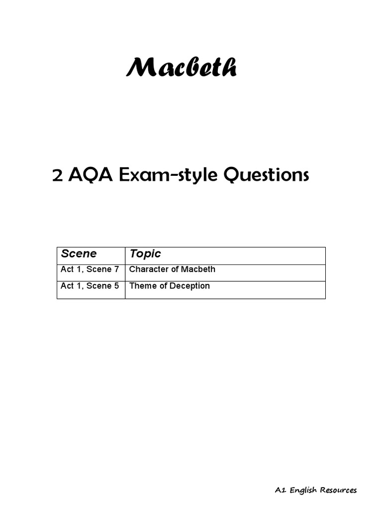 2 Free Macbeth AQA Exam Questions | PDF | Macbeth | William Shakespeare
