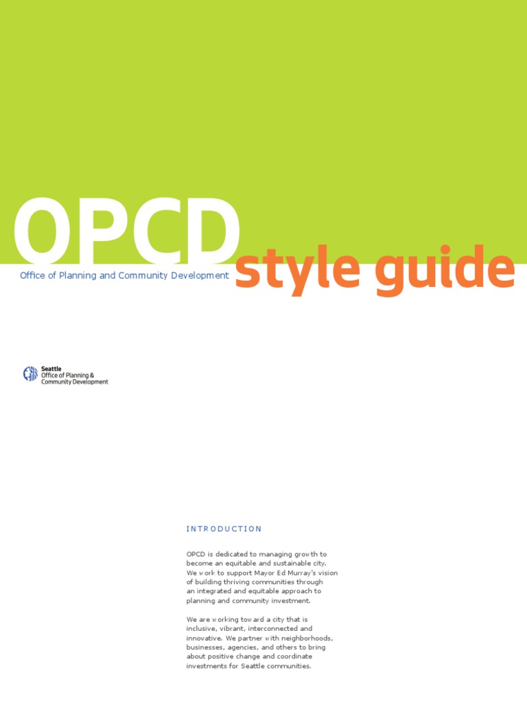City of Seattle OPCD Style Guide | PDF | Typefaces | Page Layout