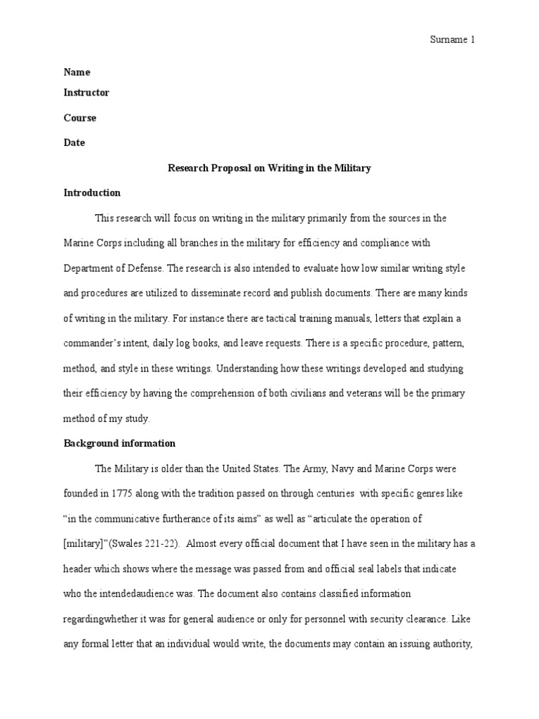 Research Proposal On Military Writing | PDF | Qualitative Research ...